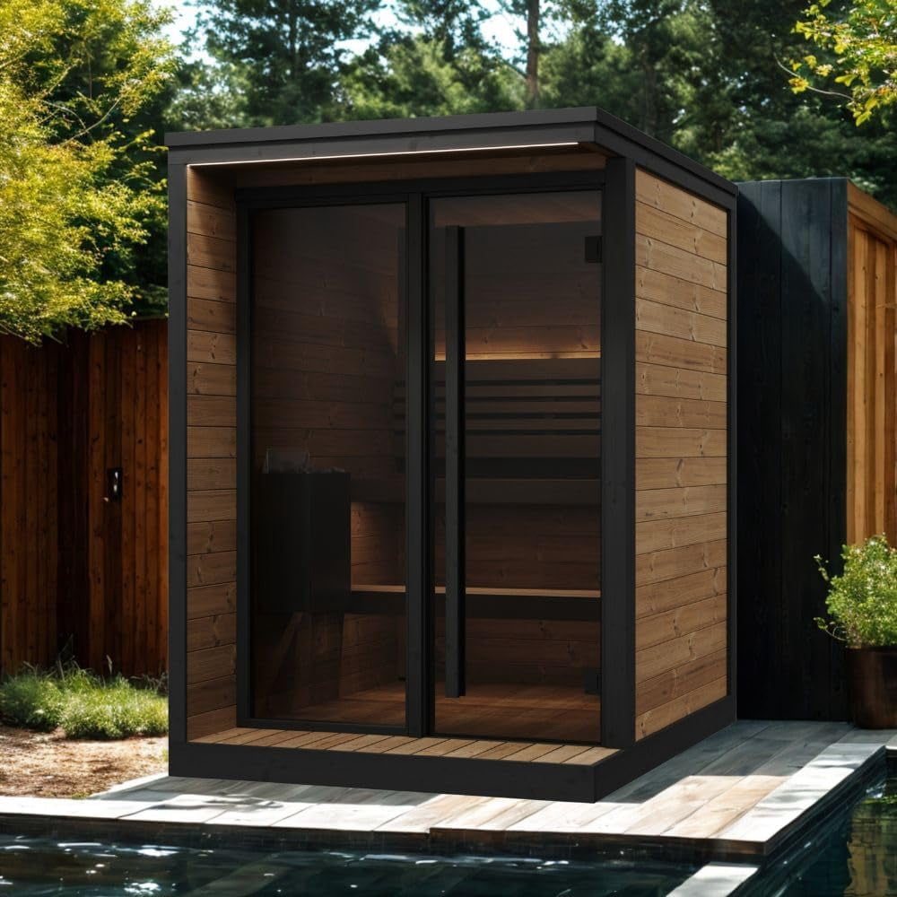 SaunaLife GL4 Outdoor Sauna Kit, Garden Luxury-Series Outdoor DIY Sauna ...