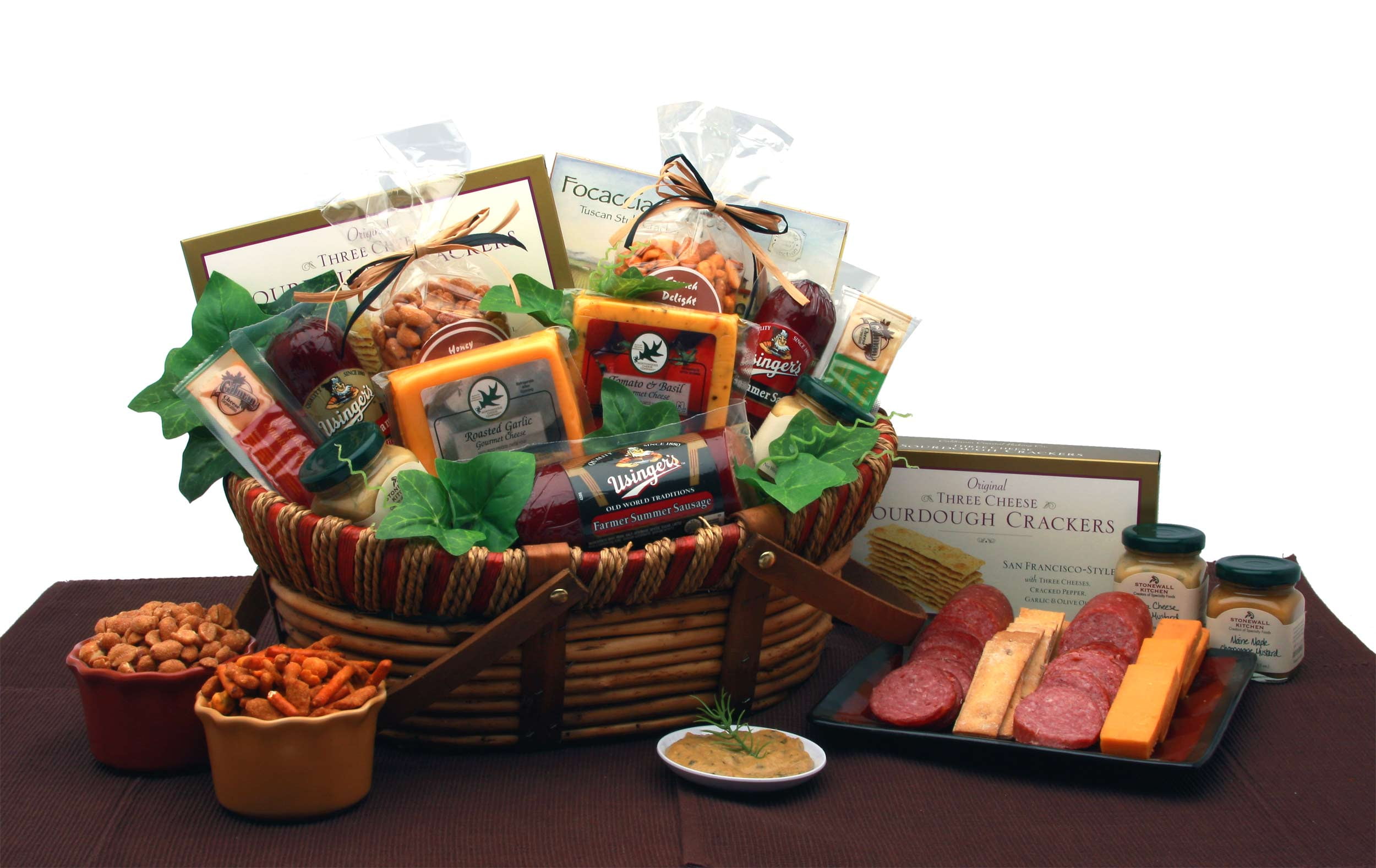 Sausage Cheese and Snacks Gourmet Sampler Gift Basket | Corporate Gift ...