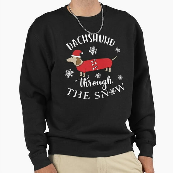 Sausage Dog Dachshund Dashing Through Graphic Unisex Sweatshirt Retro ...