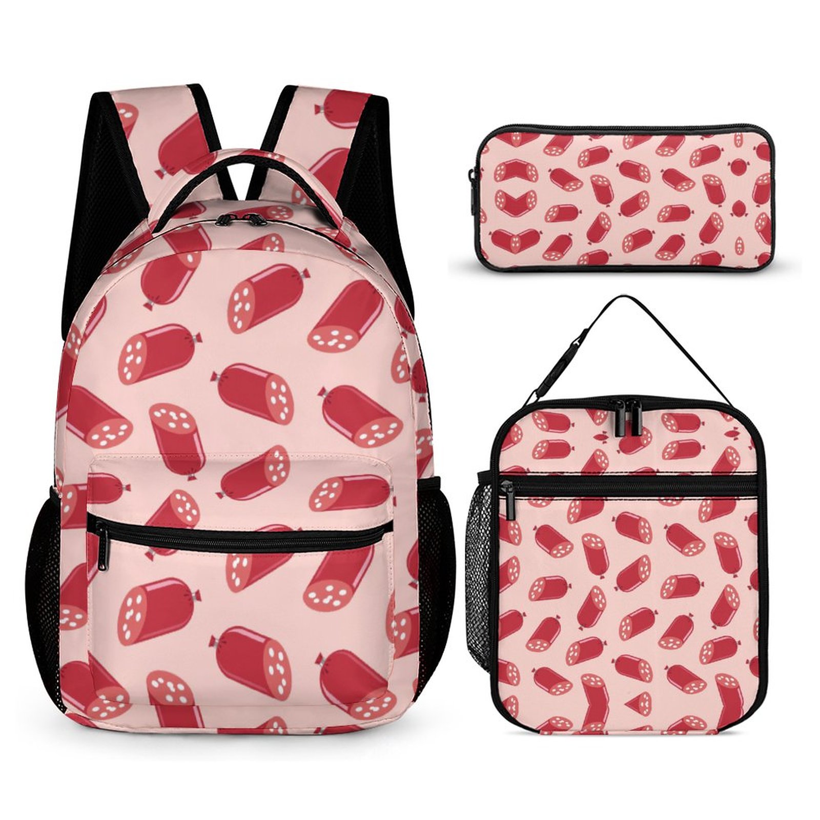 Sausage Food 3 Piece Backpack Sets With Lunch Bag Pencil Case ...