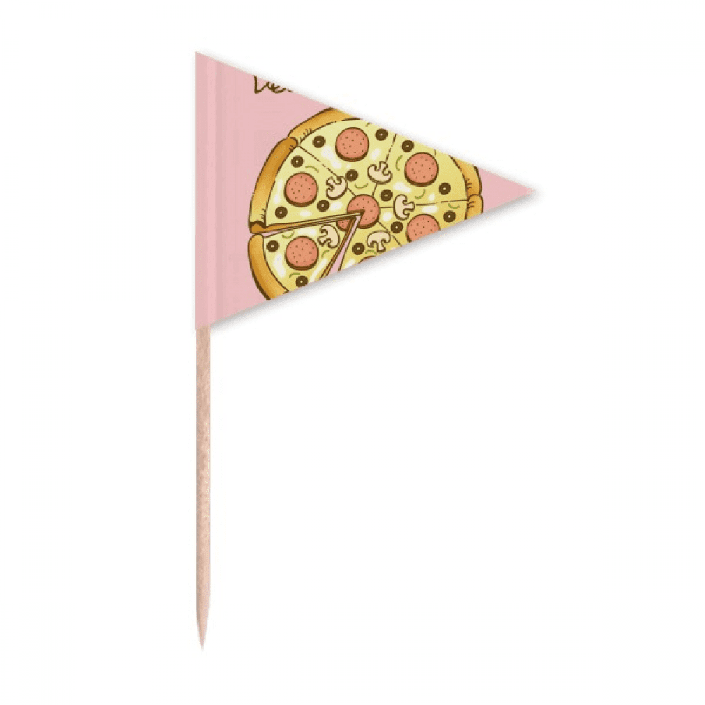 Sausage Mushroom Pizza Italy Foods Toothpick Triangle Cupcake Toppers ...