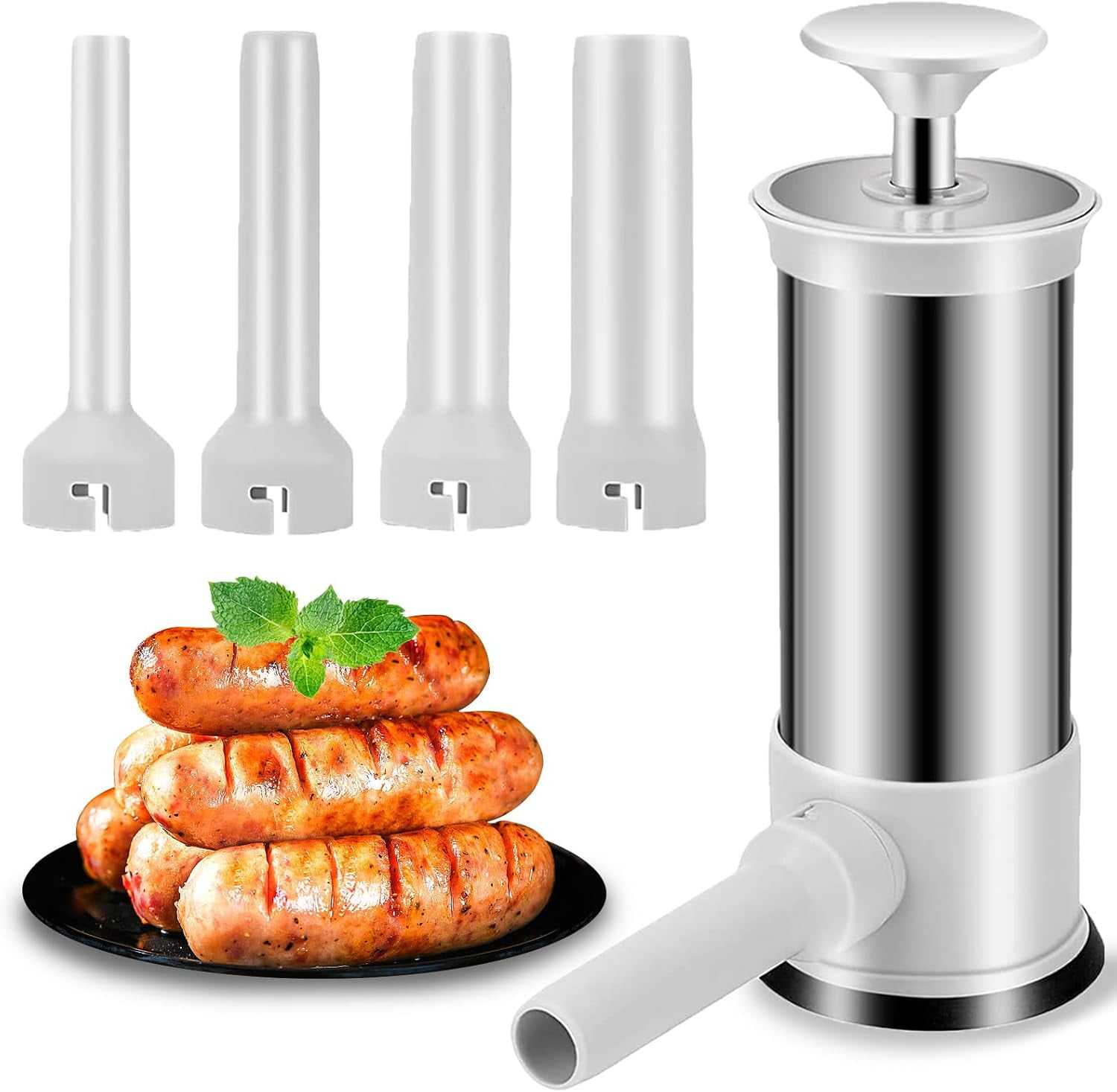 Sausage Stuffer with 4 Different Inches Stuffing Tubes, Manual Sausage ...