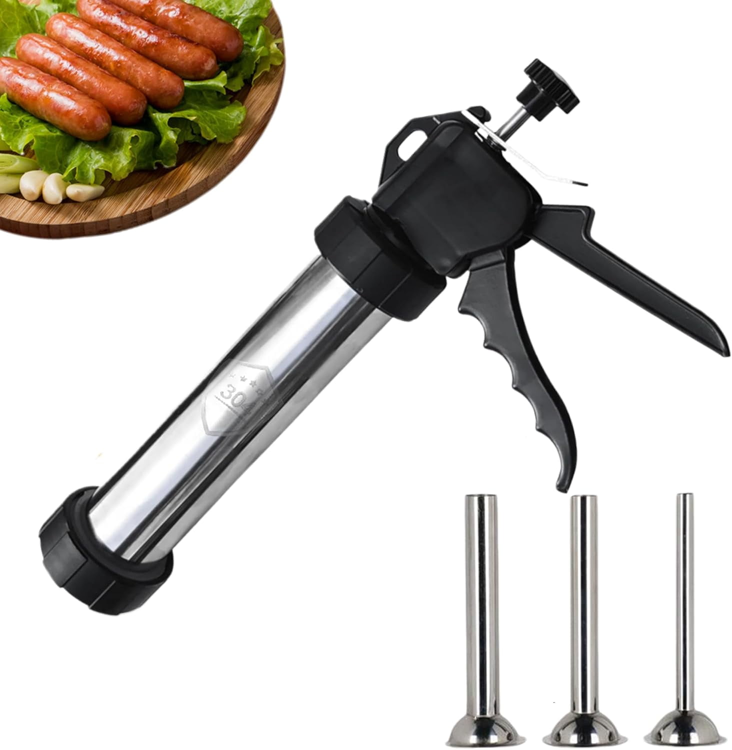 Sausage Stuffer Homemade Sausage Filling Tool: Stainless Steel Sausage ...