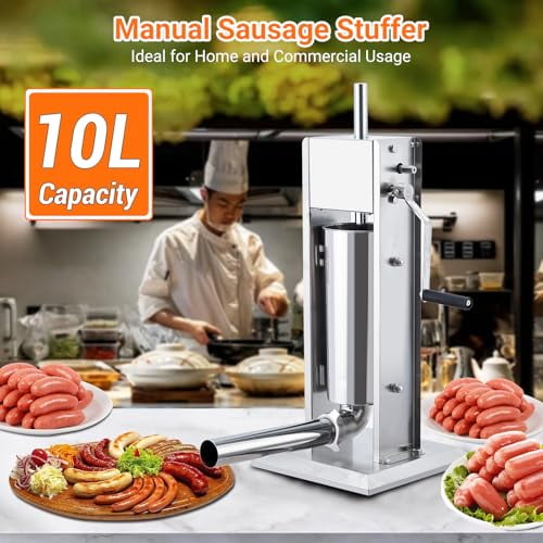 Sausage Stuffer, Manual 22LBS/10L Sausage Maker Machine, Meat Stuffer ...
