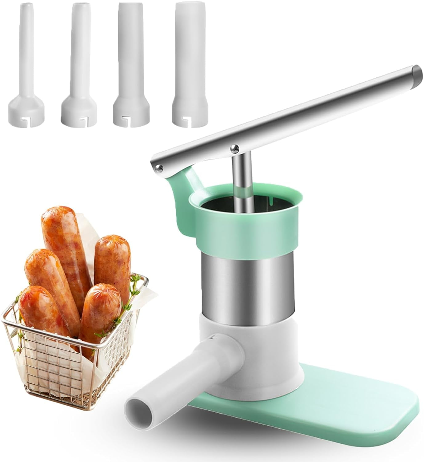 Sausage Stuffer,New Sausage Making Tool with 4 Stuffing Tubes,Stainless ...