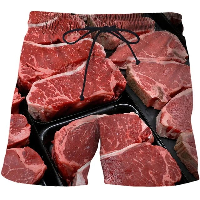 Sausages Food Graphic Beach Shorts Men Short Pants 3D Cheese Printed ...