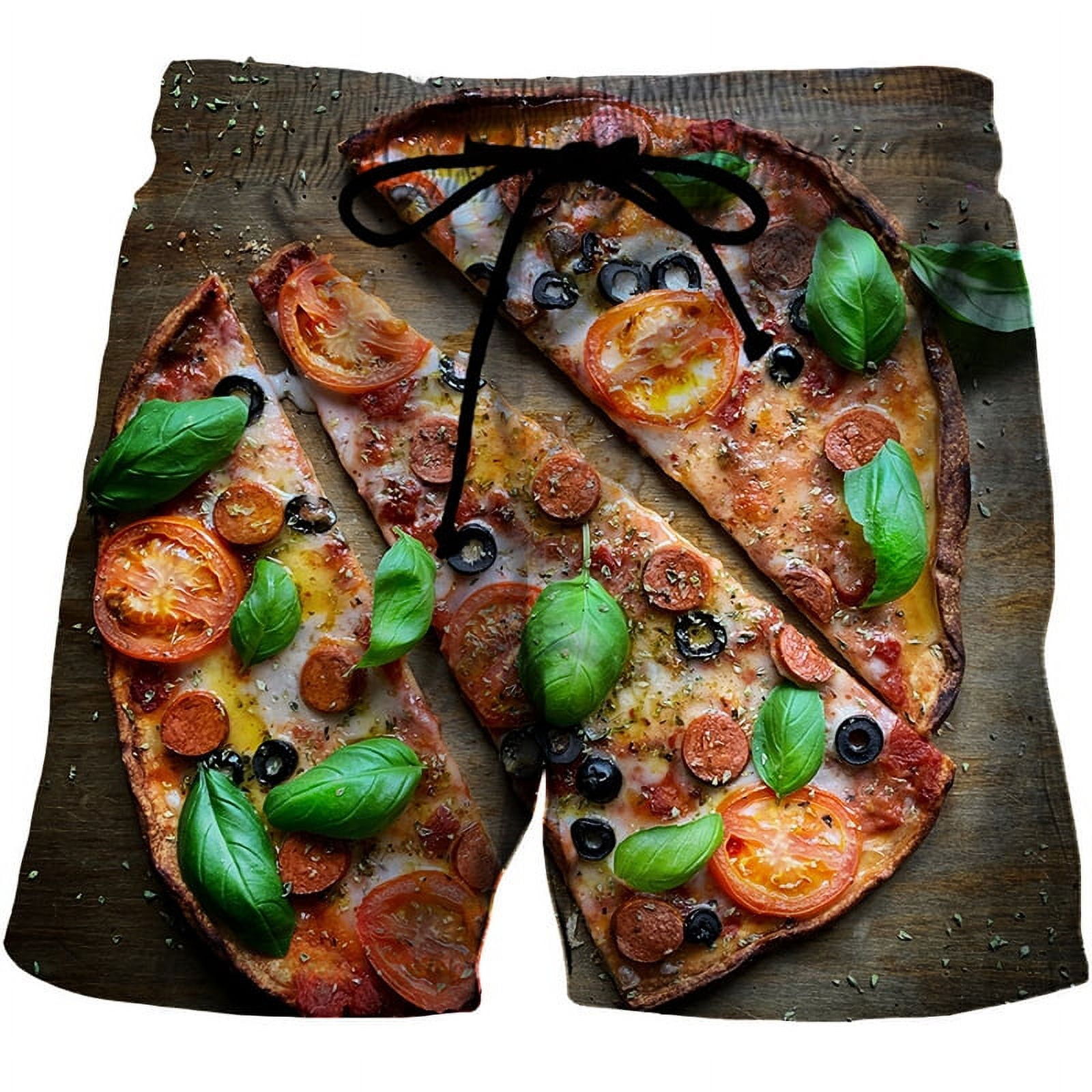 Sausages Food Graphic Beach Shorts Men Short Pants 3D Pizza Printed Elastic Waist Board Trunks ...