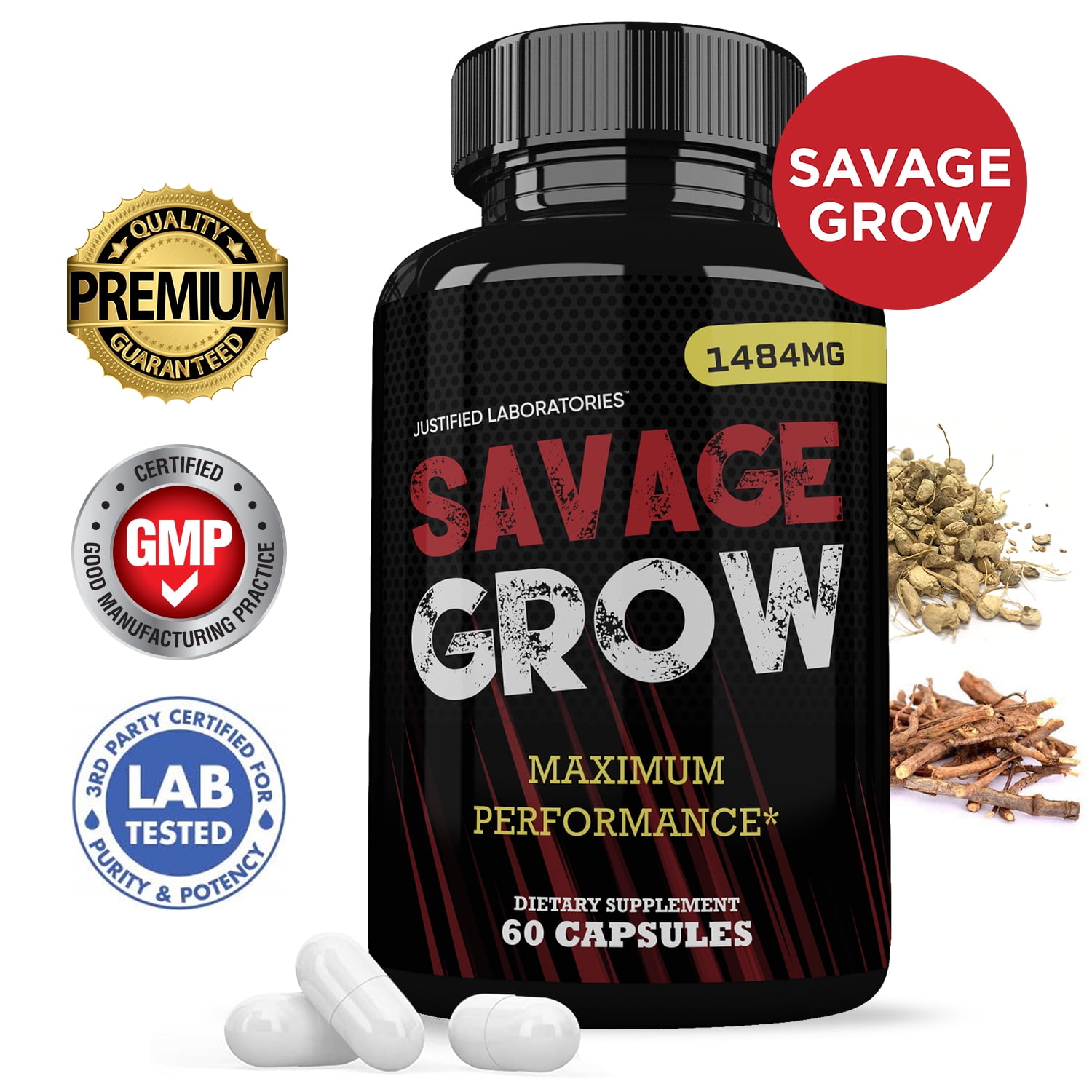 Savage Grow Ultimate Men's Health Supplement, Non-GMO, Gluten Free ...