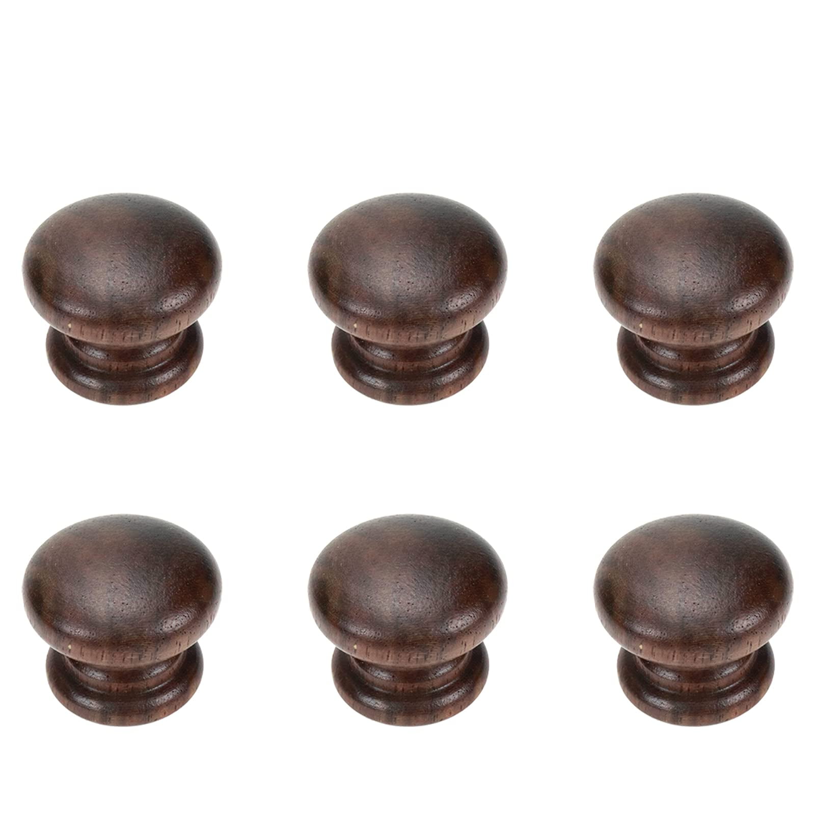 Savagrow 6pcs Walnut Wood Finger Round Pulls Handles Modern Soild ...