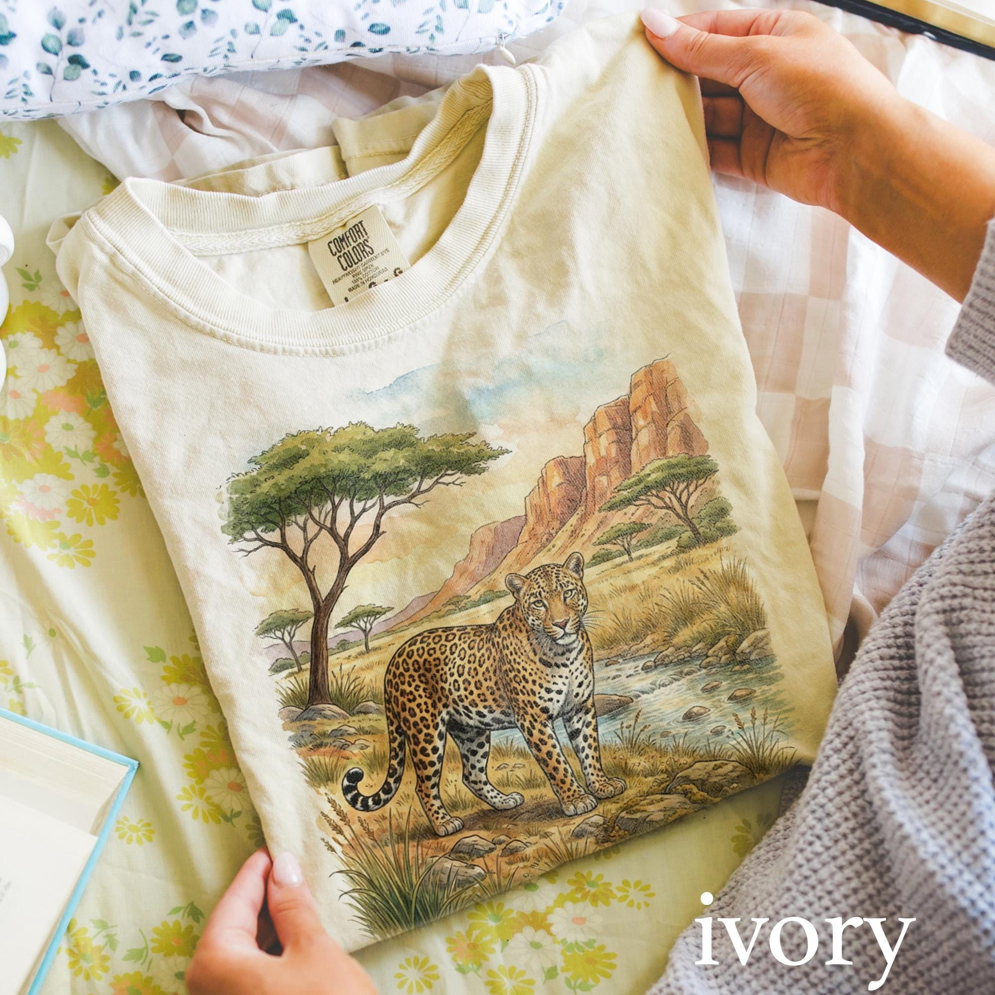 Savanna Cheetah River Scene Graphic TShirt Wildlife Landscape Art with ...