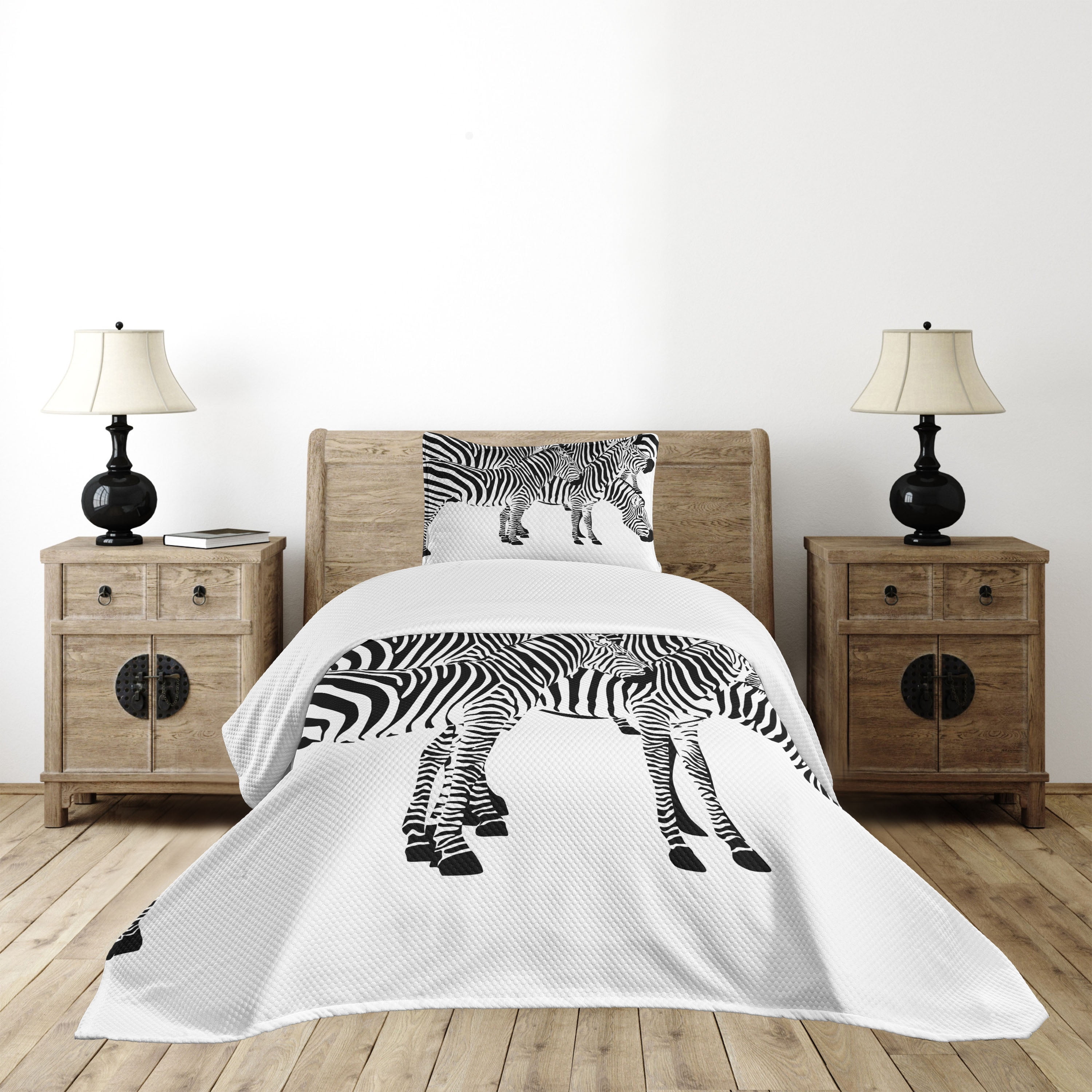 Savannah Bedspread, Zebra Animals Skin Print with Stripes Jungle ...