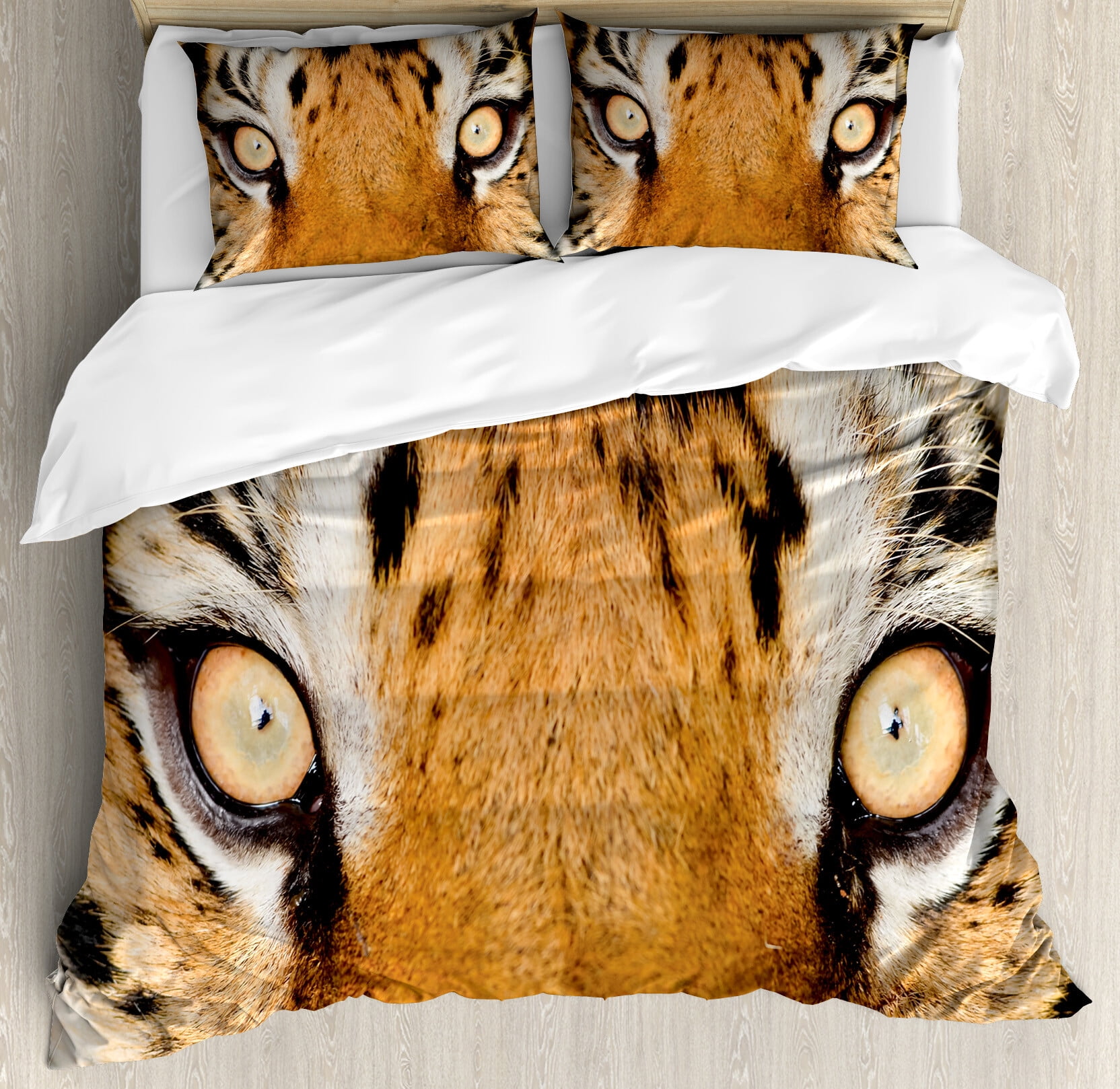 Savannah Duvet Cover Set, Close-up Tiger Eyes Hunter Look Feline ...