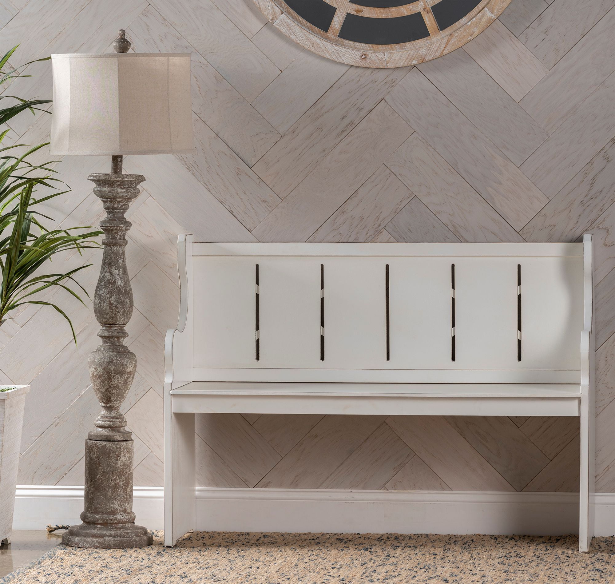 Savannah Fir Wood Church Bench, White - Walmart.com