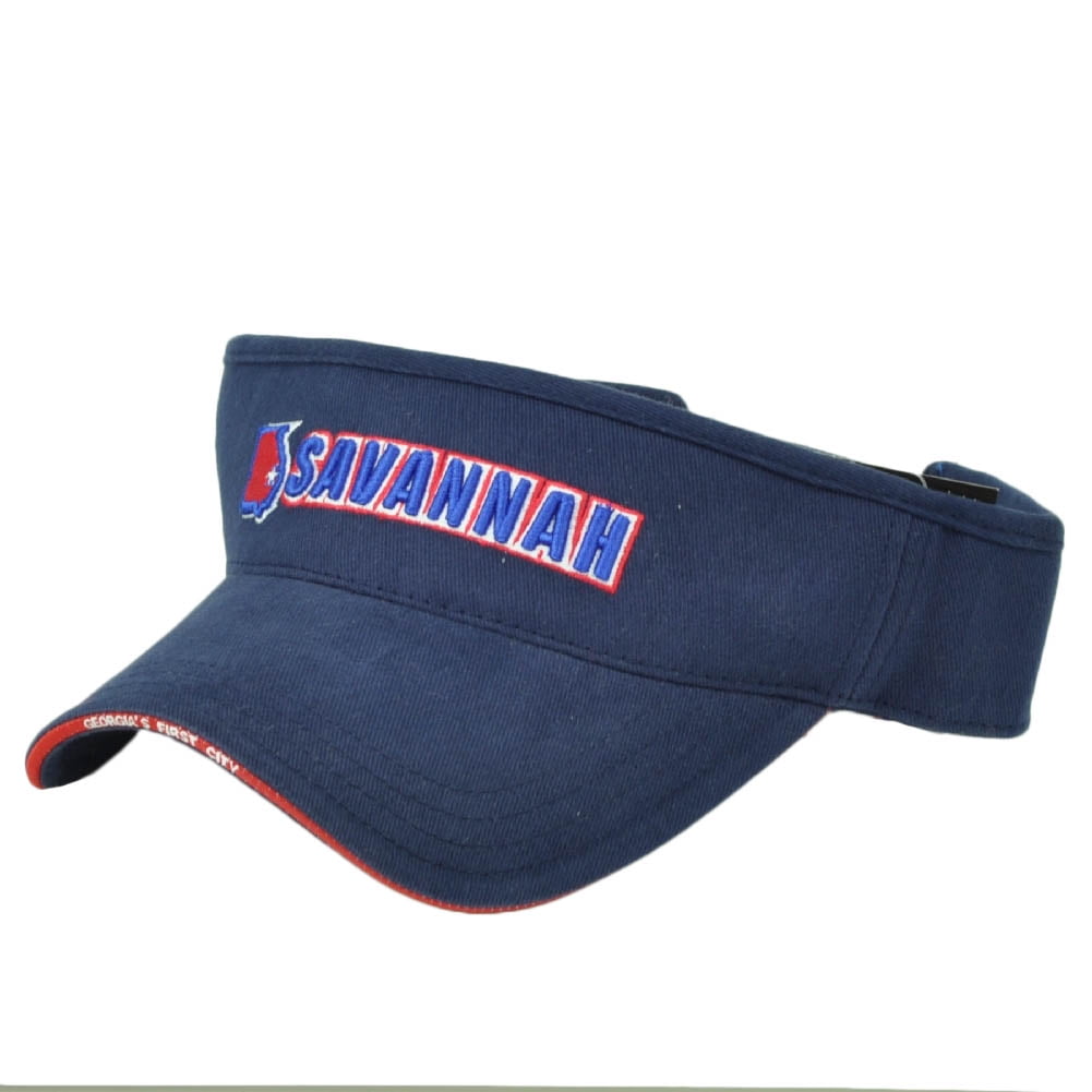 Savannah First City Town Georgia State USA Navy Blue Sun Visor Hat ...