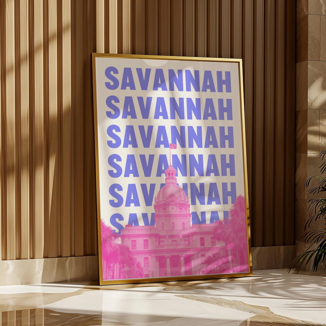 Savannah Georgia Print Pink Savannah Ga Travel Print Savannah Georgia ...