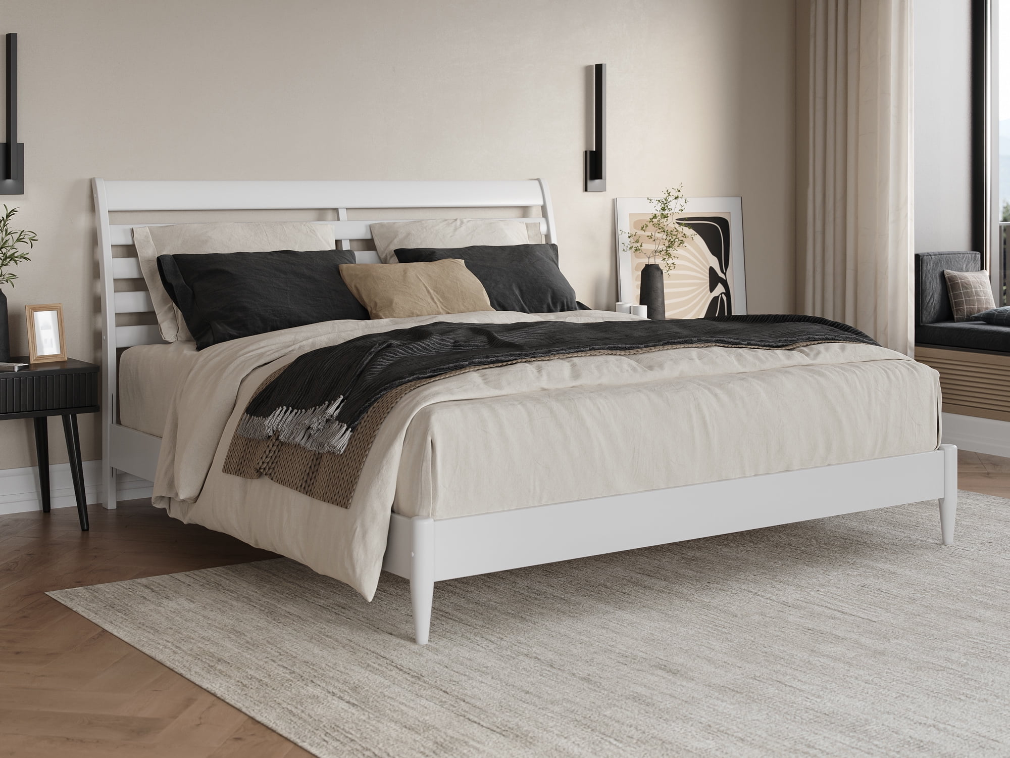 AFI Savannah King Solid Wood Low Profile Platform Bed, White - Walmart.com