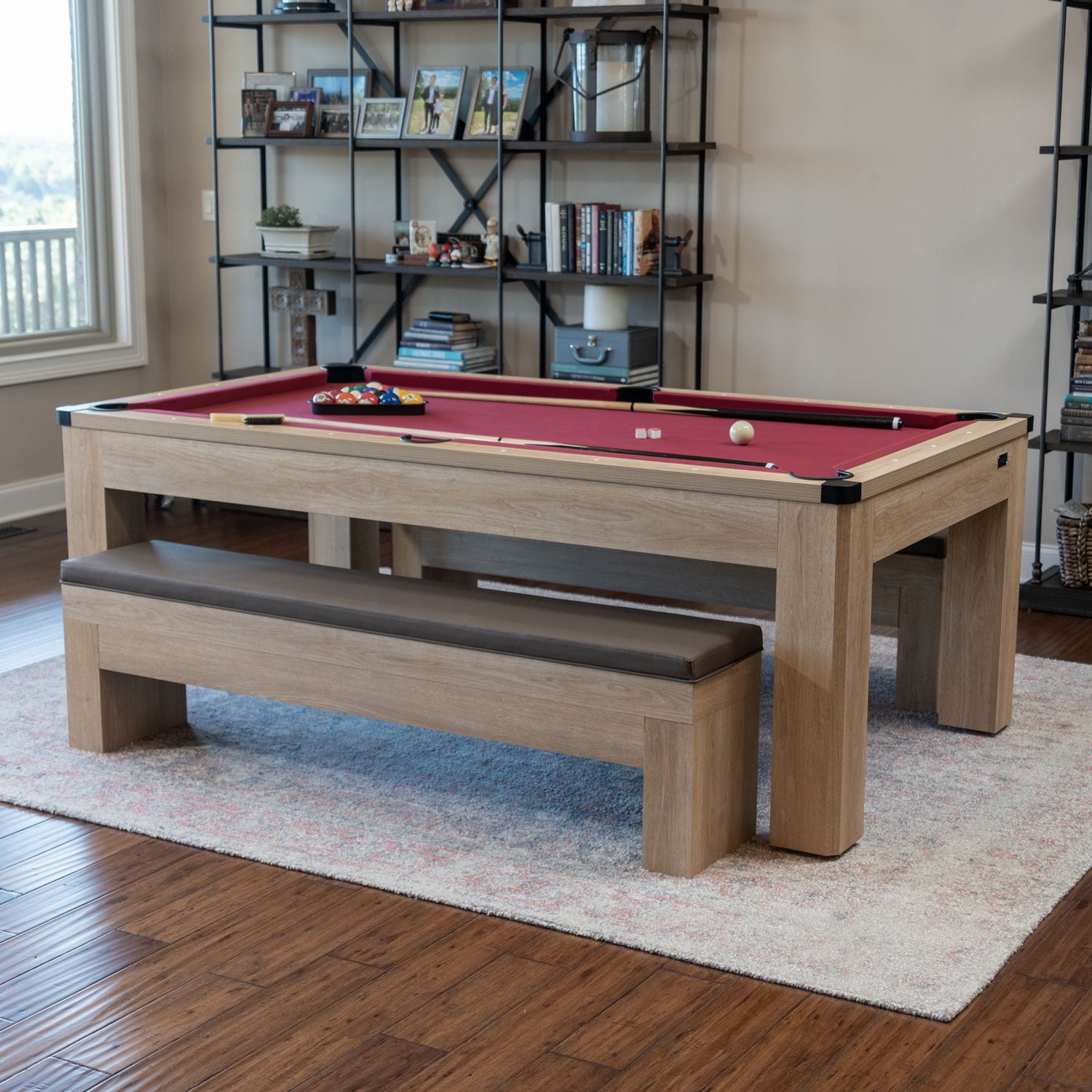 Savannah Nights 7 Ft Pool Table Set with Benches and Top - Walmart.com