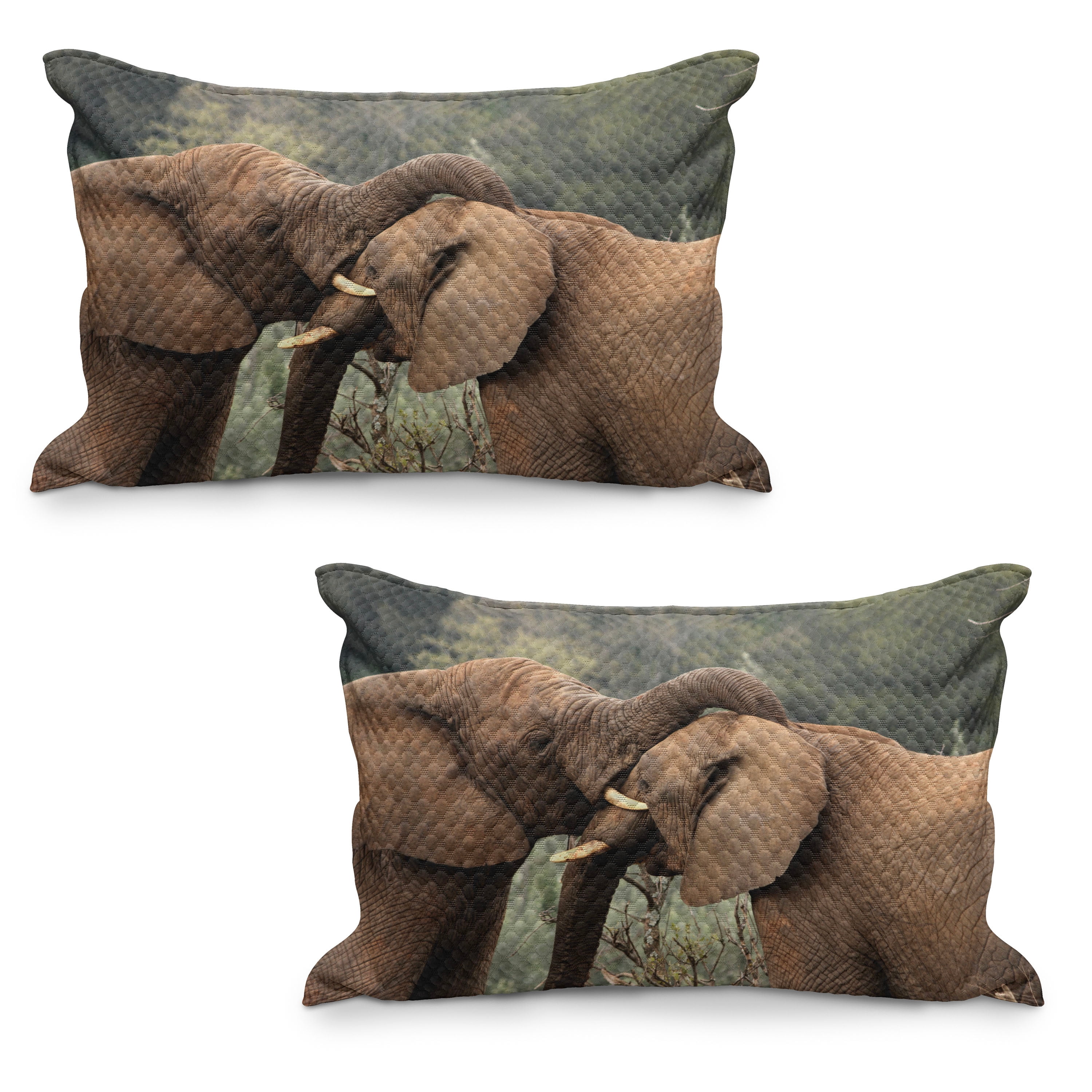 Savannah Quilted Pillowcover Set of 2, 2 Wild Savannah Animals ...