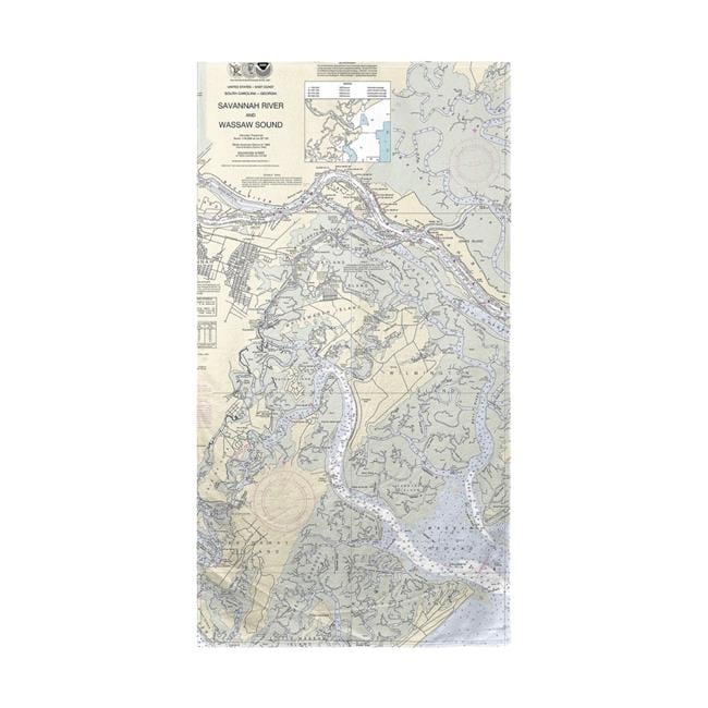 Savannah River & Wassaw Sound, GA Nautical Map Beach Towel - Walmart.com