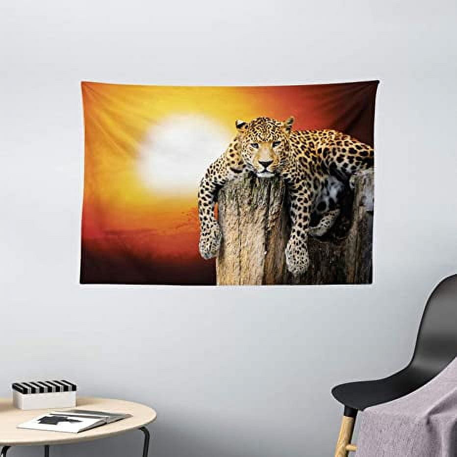 Savannah Tapestry, Leopard Sitting on Dry Tree at Sunset Danger in Air ...