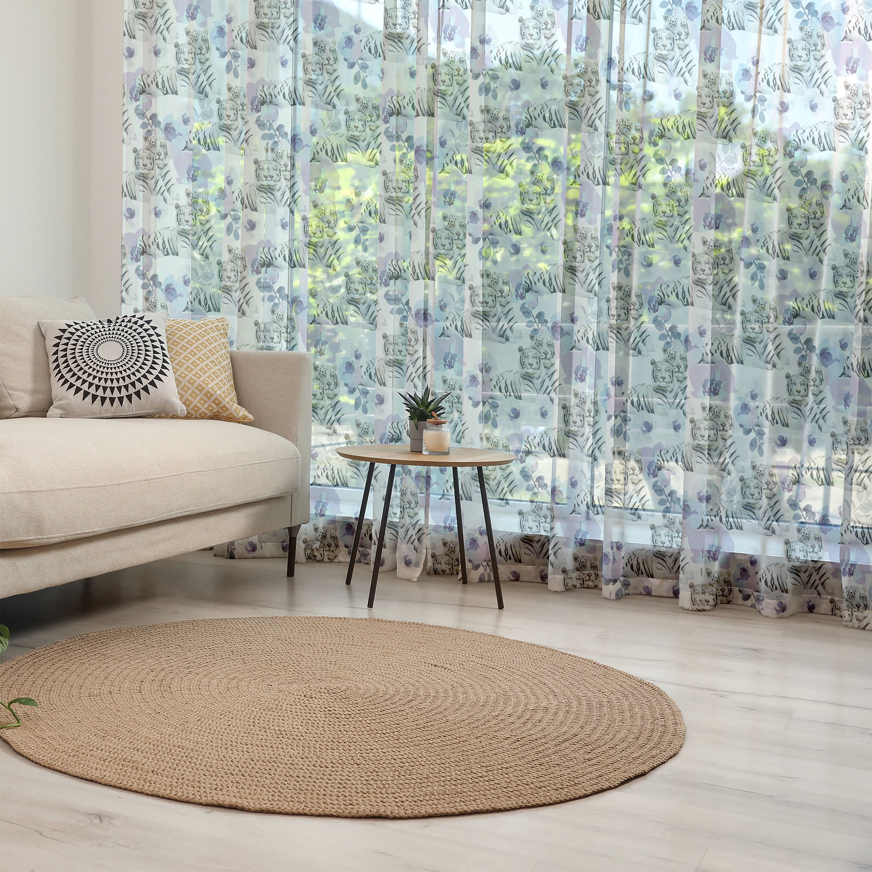 Savannah Tulle Curtains with Rod Pocket, Savannah Nature Leopards with ...