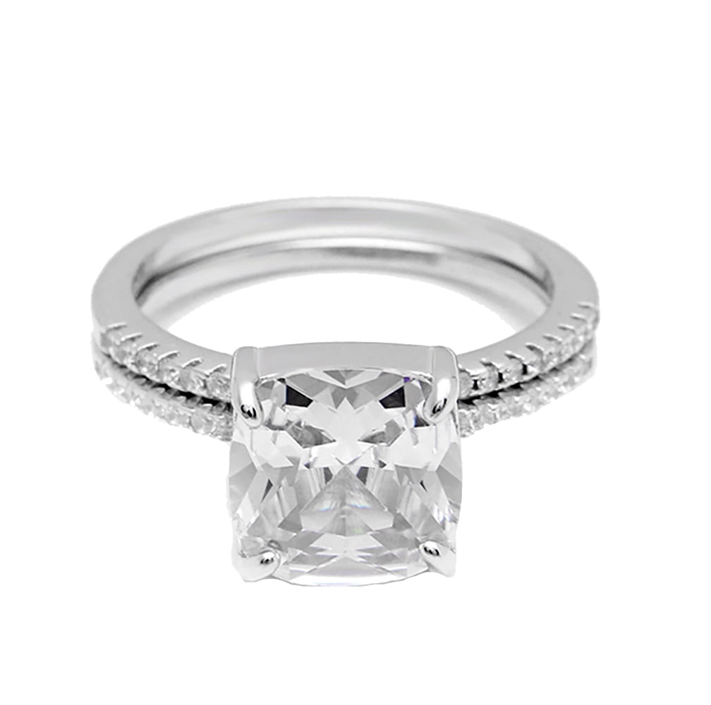 Savannah Wedding Ring Set Sterling Silver Engagement Wing Cz Band ...