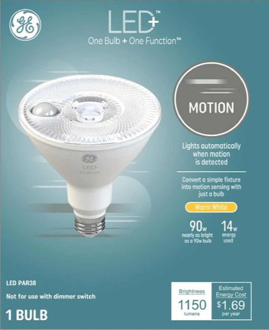 Savant 93128971 GE LED Outdoor Floodlight Bulb, Automatic Motion Light ...