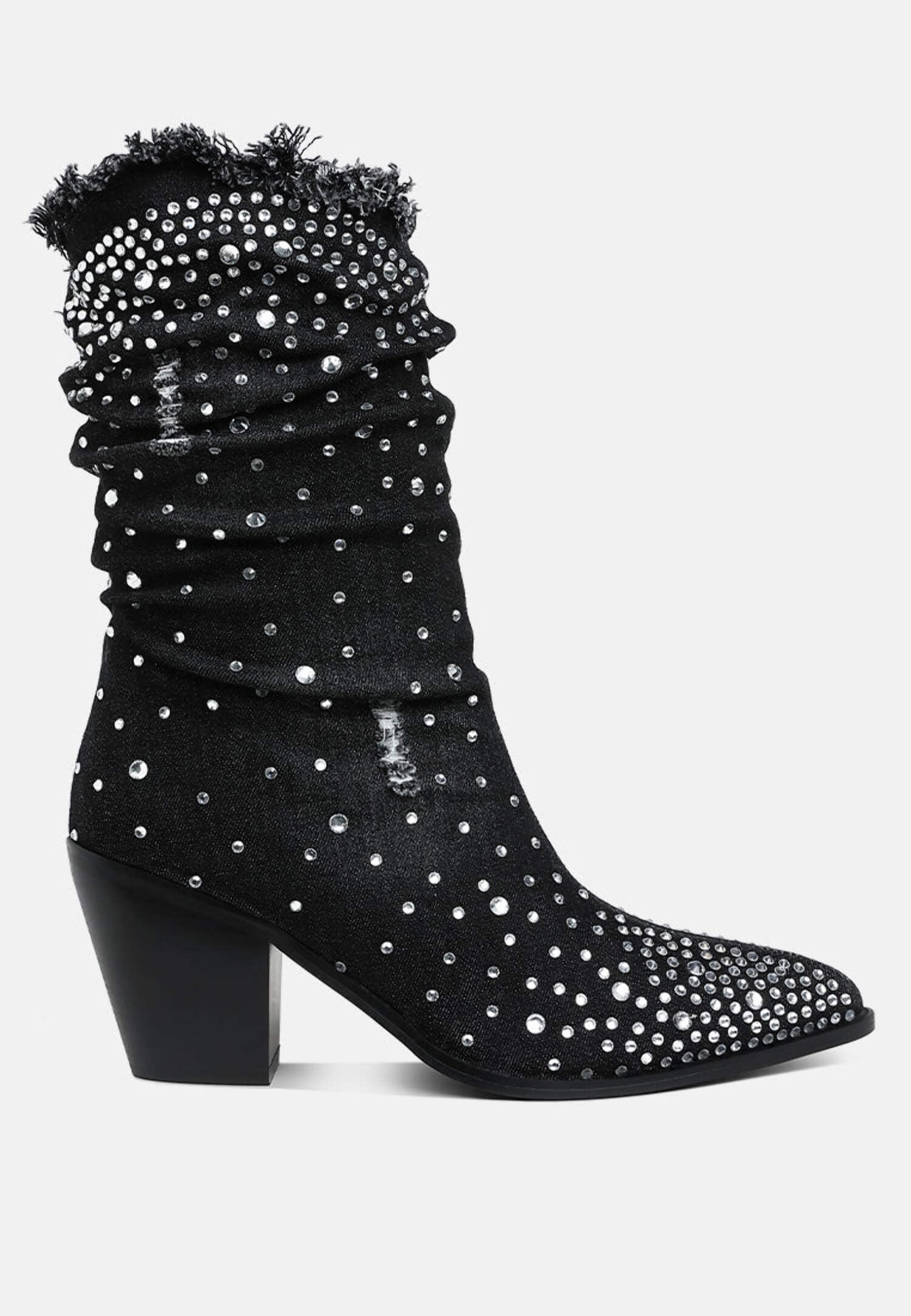 Savant Diamante Rhinestones Denim Boots - Walmart.com