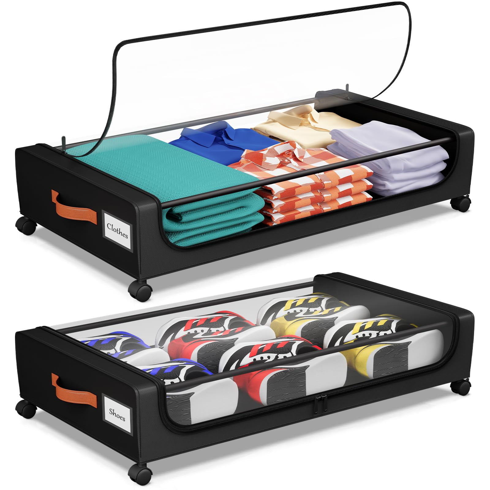 Savauhy Under Bed Storage with Wheels,2 Pack Underbed Storage ...