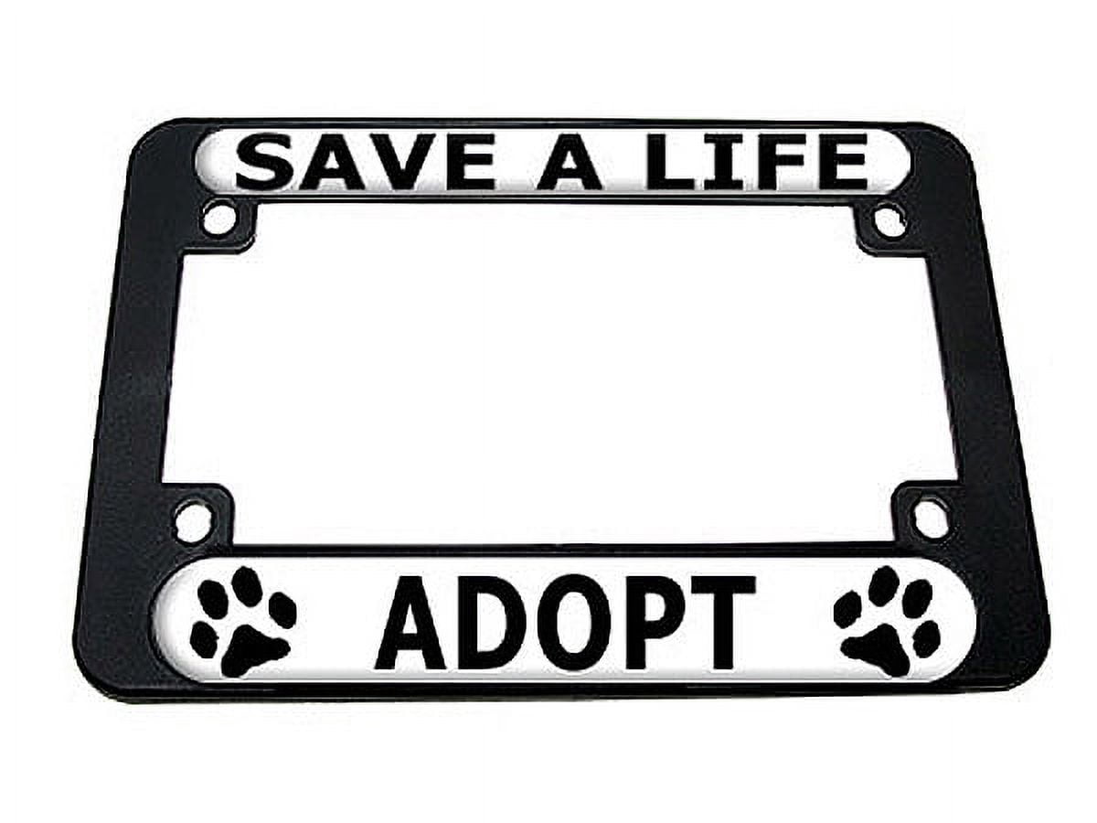 Save A Life - Adopt Dog Cat Black On White Paw Print Motorcycle License ...