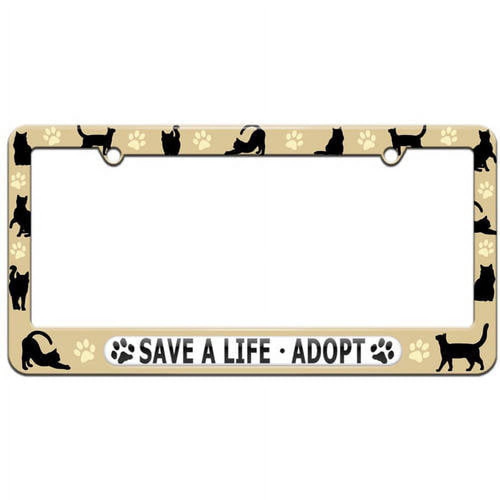 Save A Life Adopt, Pet Cat Dog License Plate Tag Frame, Multiple Colors ...
