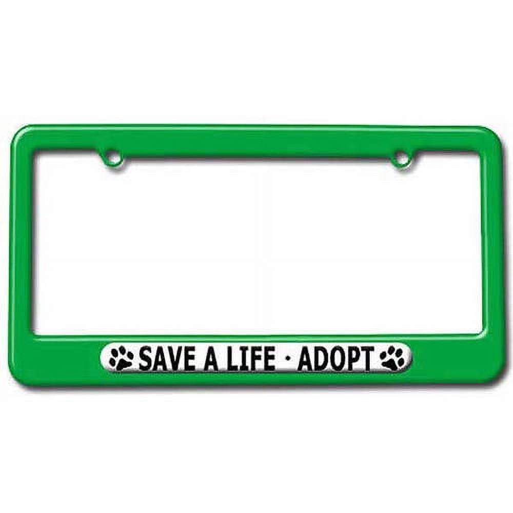 Save A Life Adopt, Pet Cat Dog License Plate Tag Frame, Multiple Colors ...