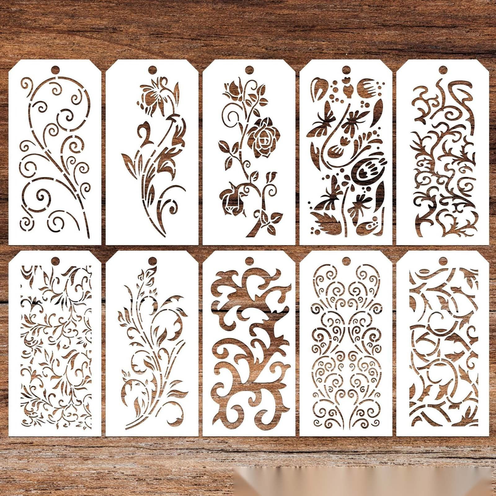 Save Big! 10pcs Flower Template Set, Hollow Out Leaf Texture Stencils ...