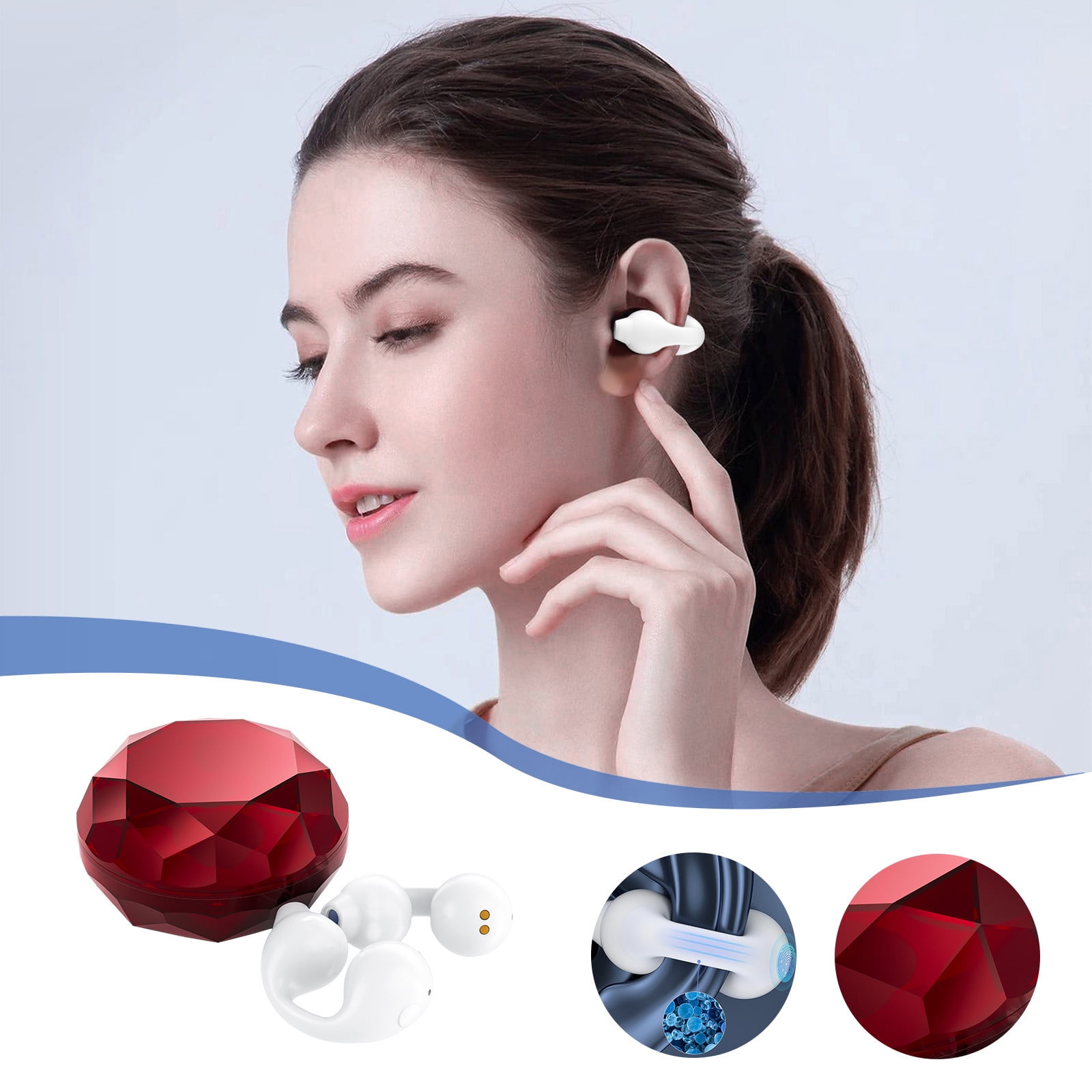 Save Big, Bluetooth Earphones with Noise Reduction, Ear Clip Style, Non ...