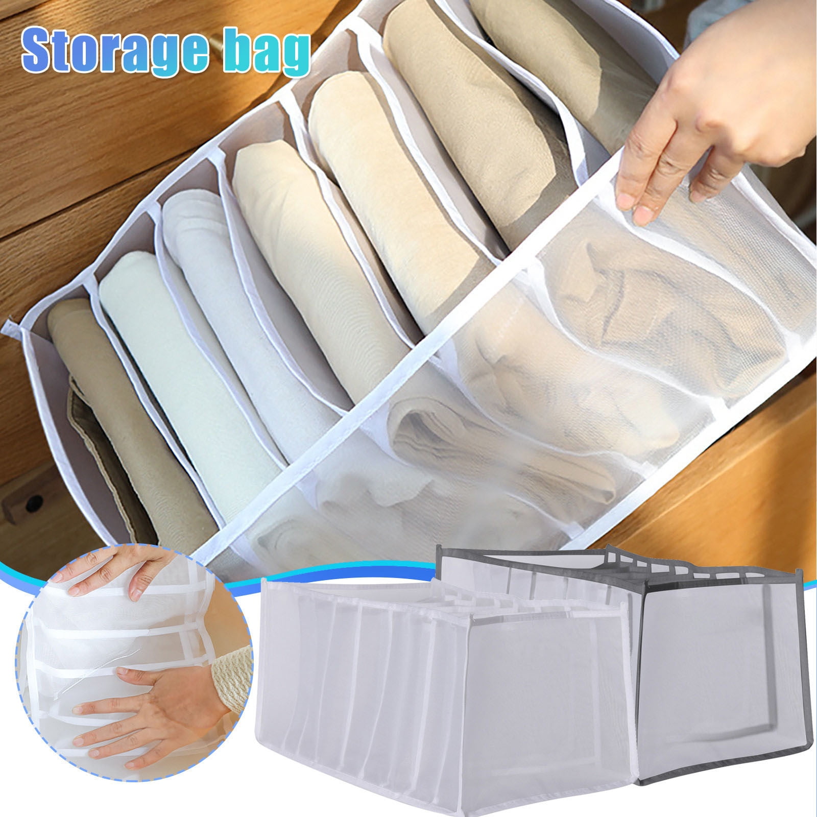 Save Big, Foldable Mesh Storage Box, Closet Clothes Dividers, Nylon ...