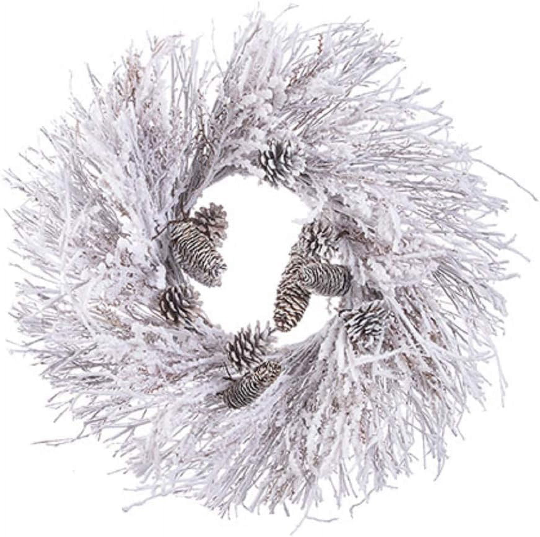 Save Dollar Stores Snow Covered Branches with Pinecones Wreath, Decor ...