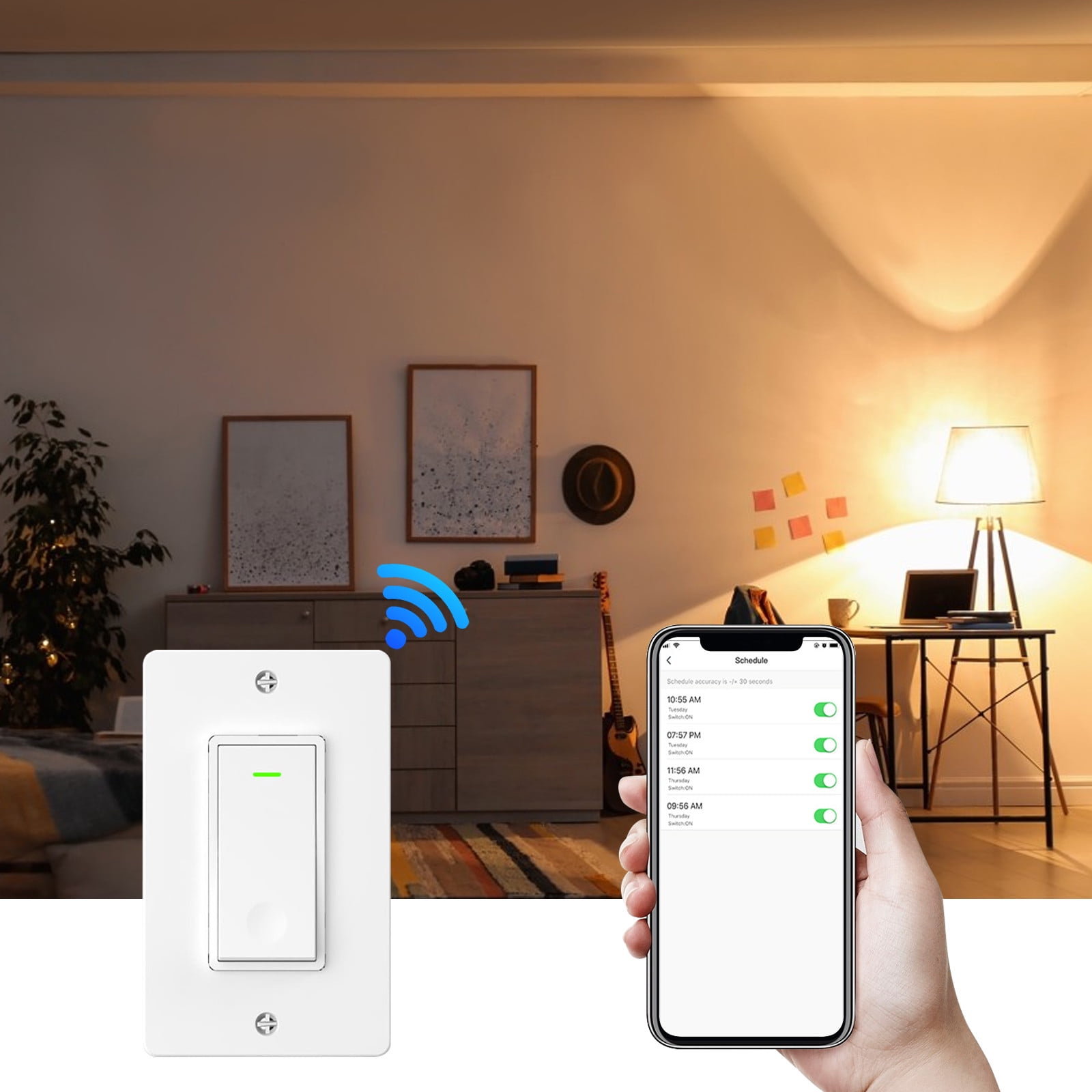 Save More, Smart Wi-fi Switch, 2-pole, Voice Control , Schedule, Modern ...