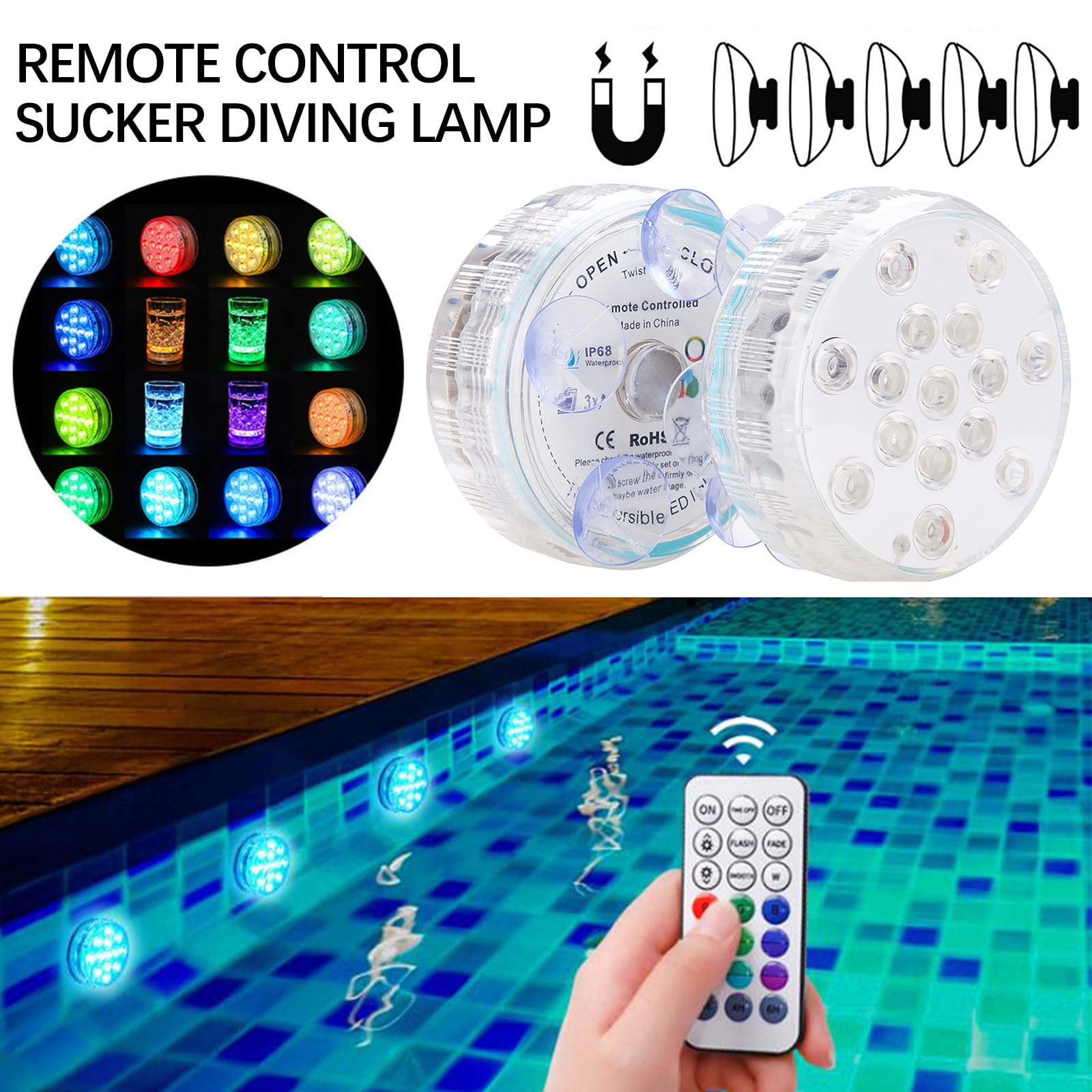 Save More, Submersible Pond Lights, Remote Control RGB LED Lights ...