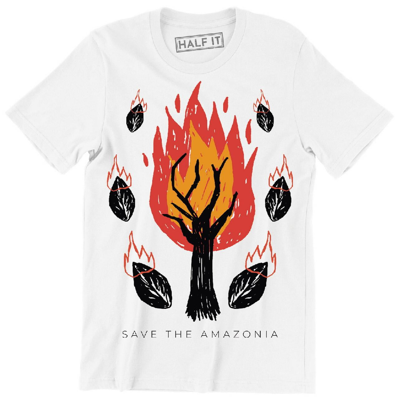 Save The Amazonia Burning Tree With Falling Burning Leaves T-Shirt ...