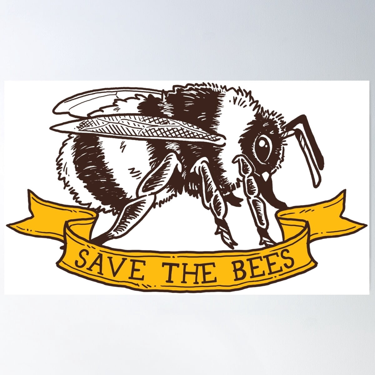 Save The Bees! (Bumble Bee - Profile) Poster Wall Art, Modern Wall ...