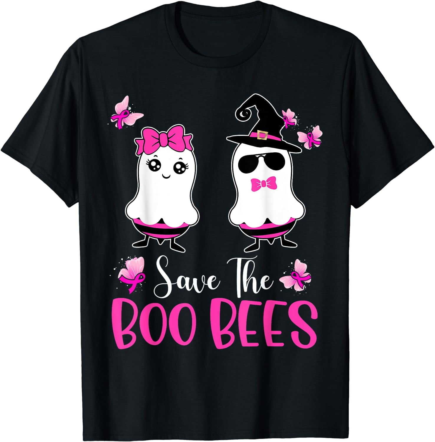 Save The Boo Bees Funny Breast Cancer Awareness Halloween T-Shirt ...