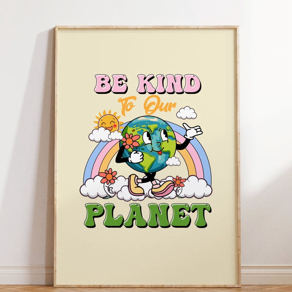Save The Earth Print, Retro Wall Art, Earth Day Wall Art, Wall Decor ...