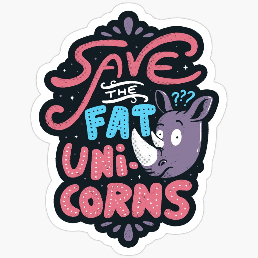 Save The Fat Unicorns Sticker Phone Decal Water Bottle Stickers Car ...