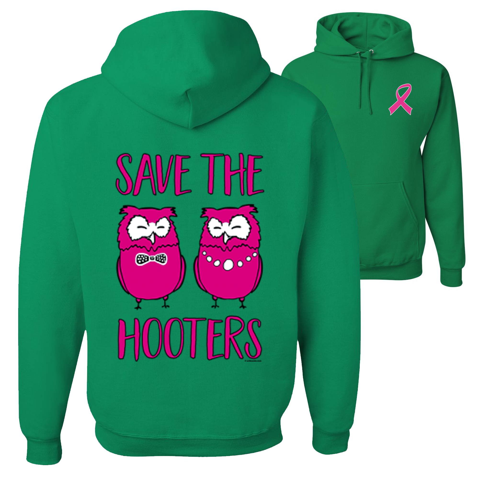 Save The Hooters 2 Chicks Breast Cancer Awareness Front & Back Mens ...