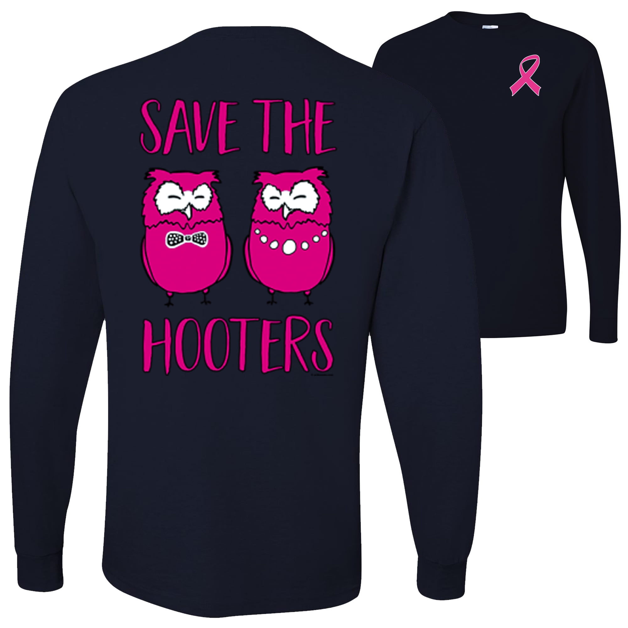 Save The Hooters 2 Chicks Breast Cancer Awareness Front & Back Mens ...