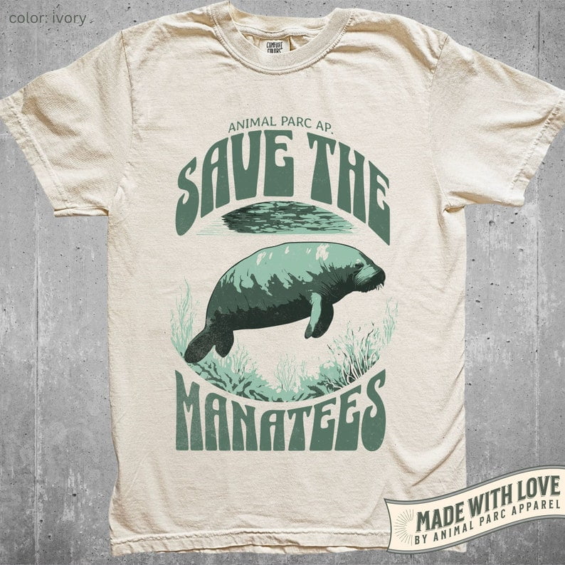 Save The Manatees Vintage T Shirt, Funny Manatee Retro Shirt, Ocean Sea ...