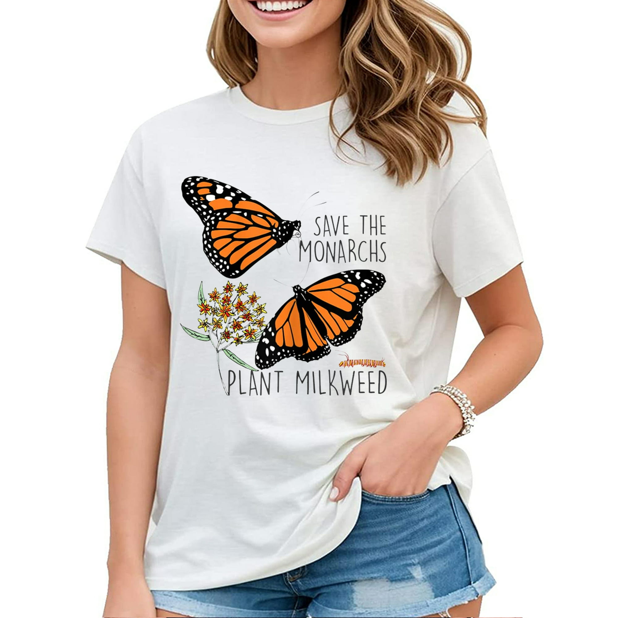 Save The Monarchs Plant Some Milkweed Mens Butterfly T T Shirt White