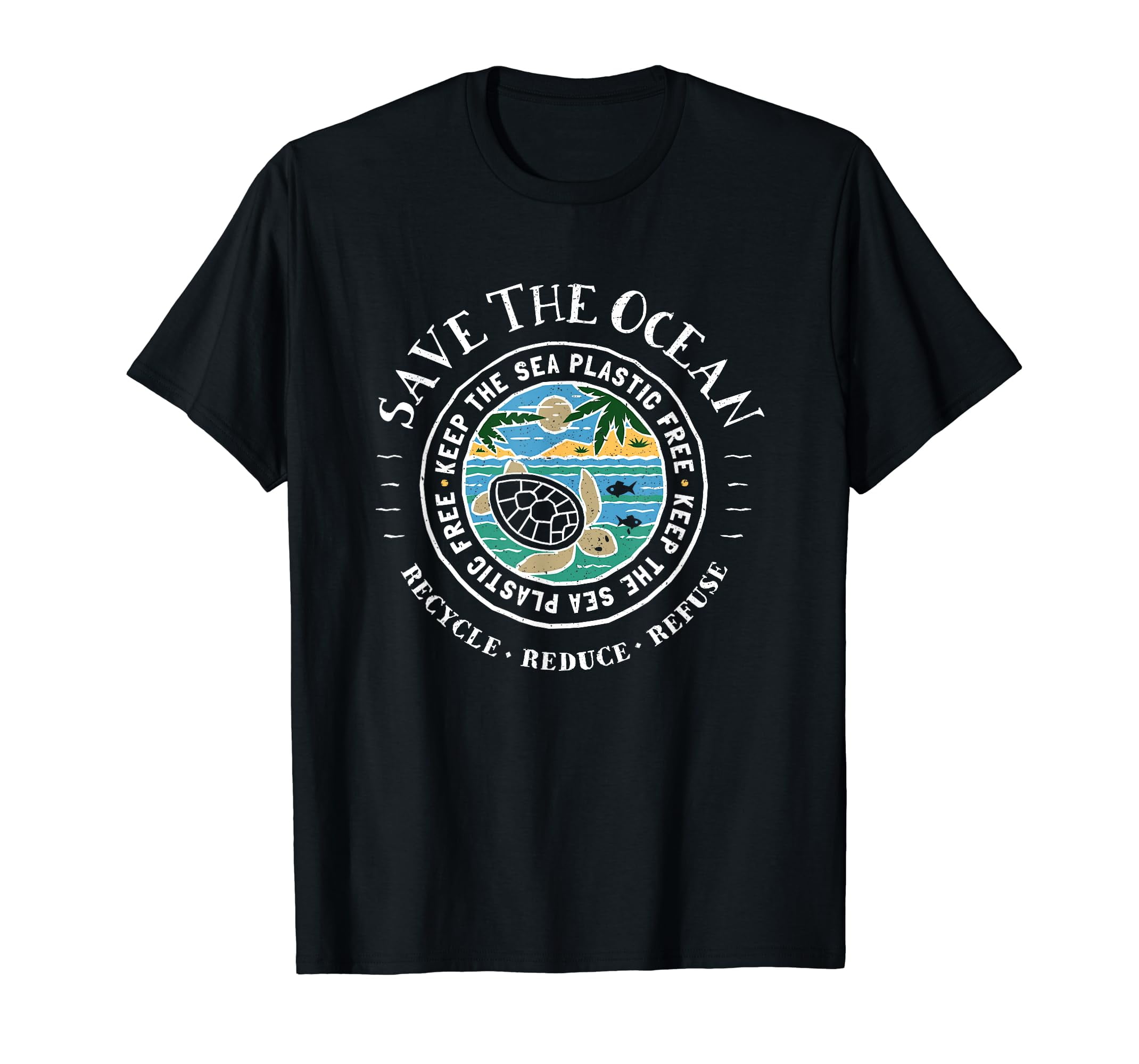 Save The Ocean Keep The Sea Plastic Free Turtle T-Shirt - Walmart.com