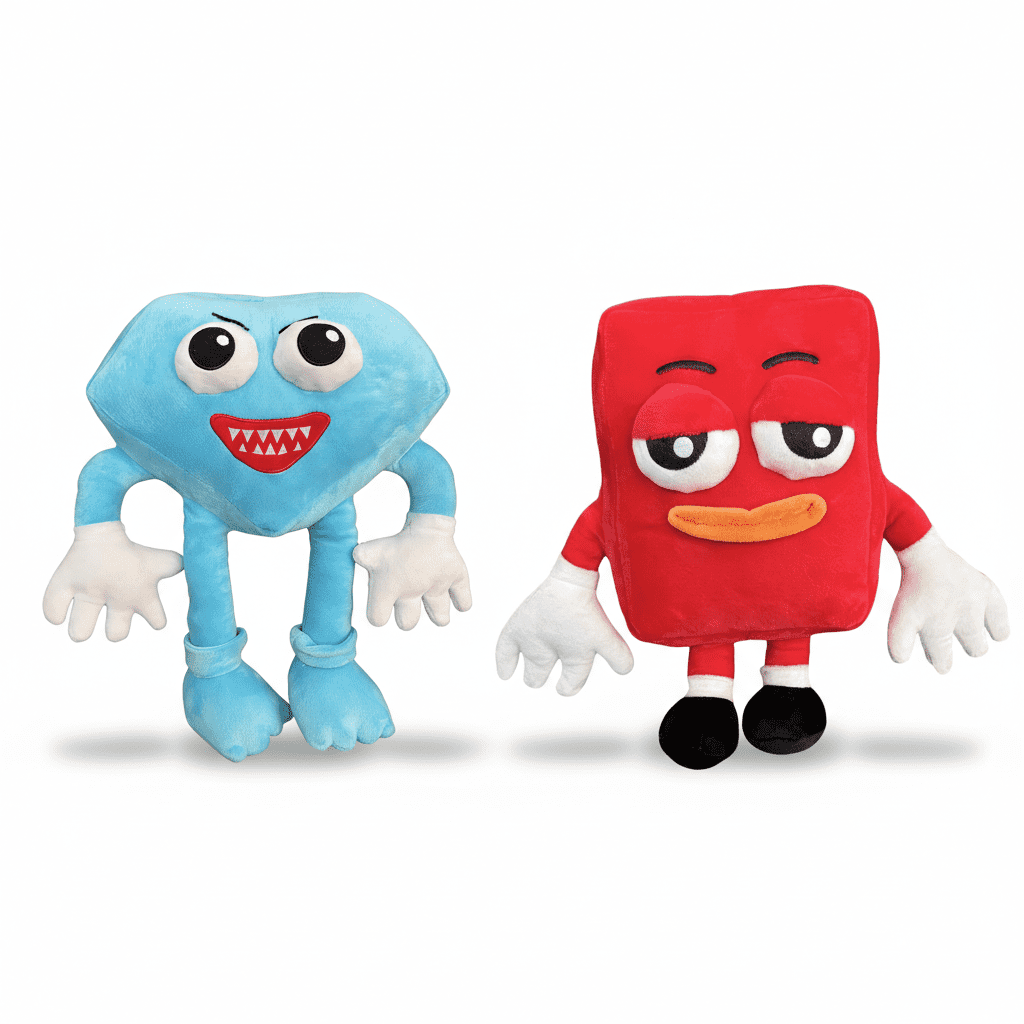 Save The Shapes Game Character Plush Set - Red Rectangle & Diamond,2 ...
