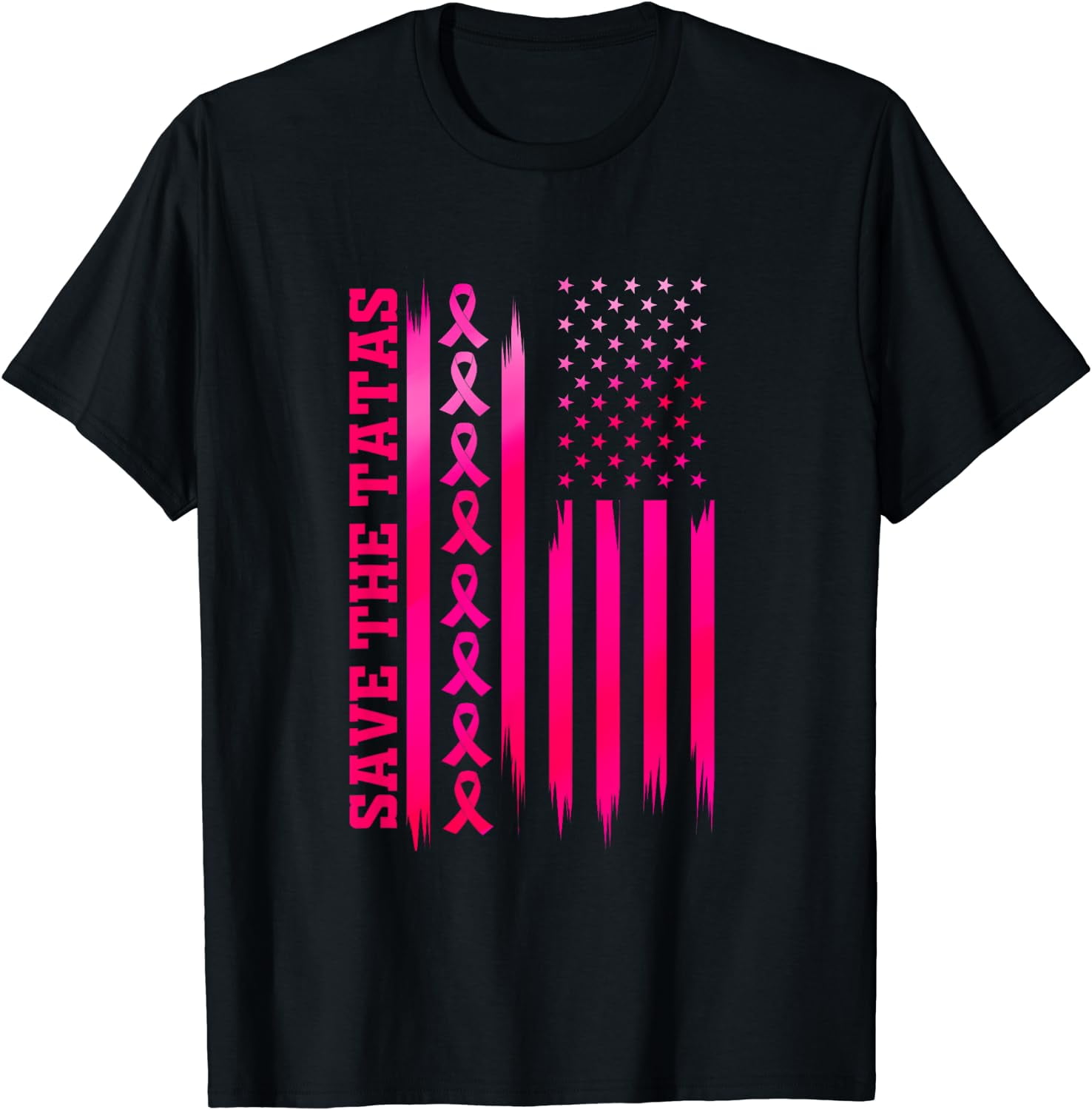 Save The Tatas American Flag - Fighting Breast Cancer T-Shirt - Walmart.com